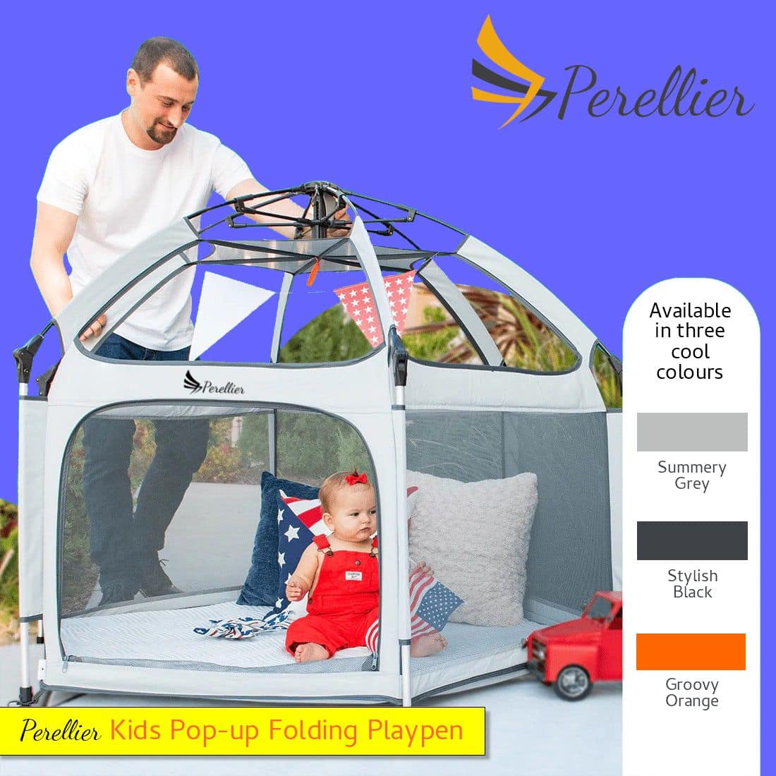 Large Pop Up Playpen with UV Shade Cover and Mat.