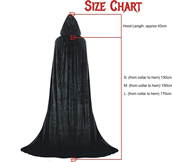 Full Length Hooded Cloak Costume Ideal for Christmas, Halloween ...